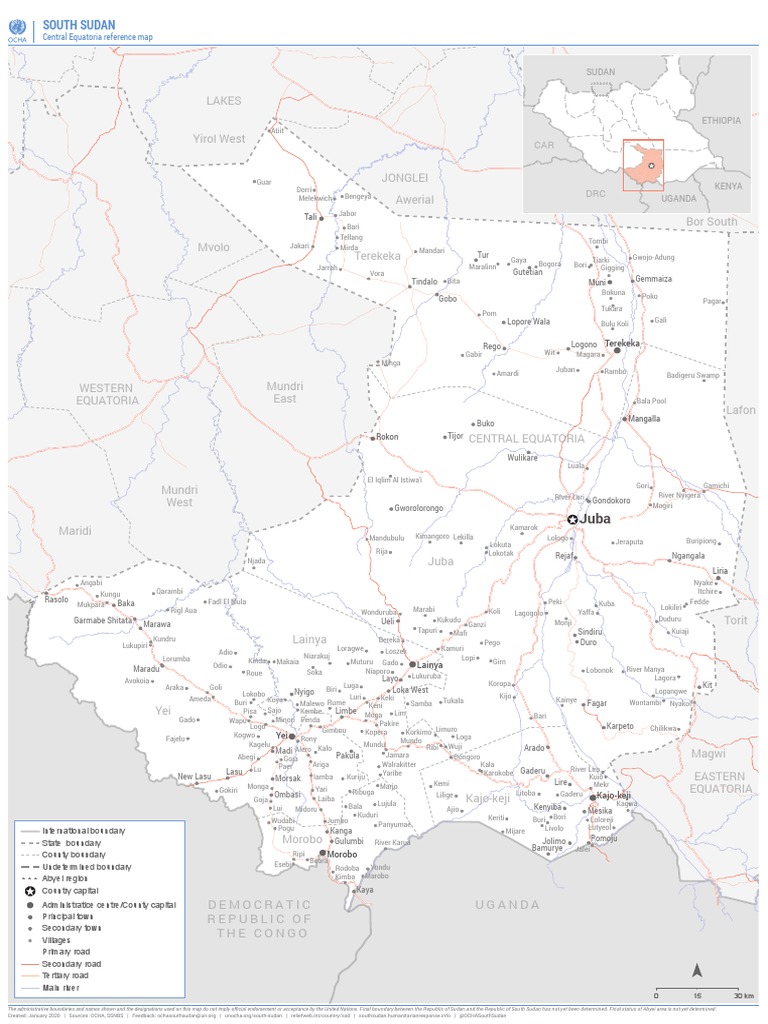 Central Equatoria State Map | PDF | South Sudan