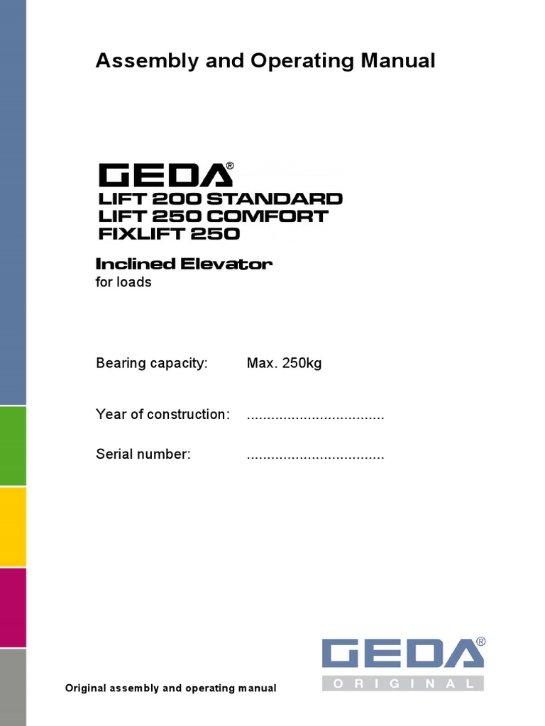 Geda Lift 200 Standard Lift 250 Comfort Fixlift 250 GB 2010 | PDF ...