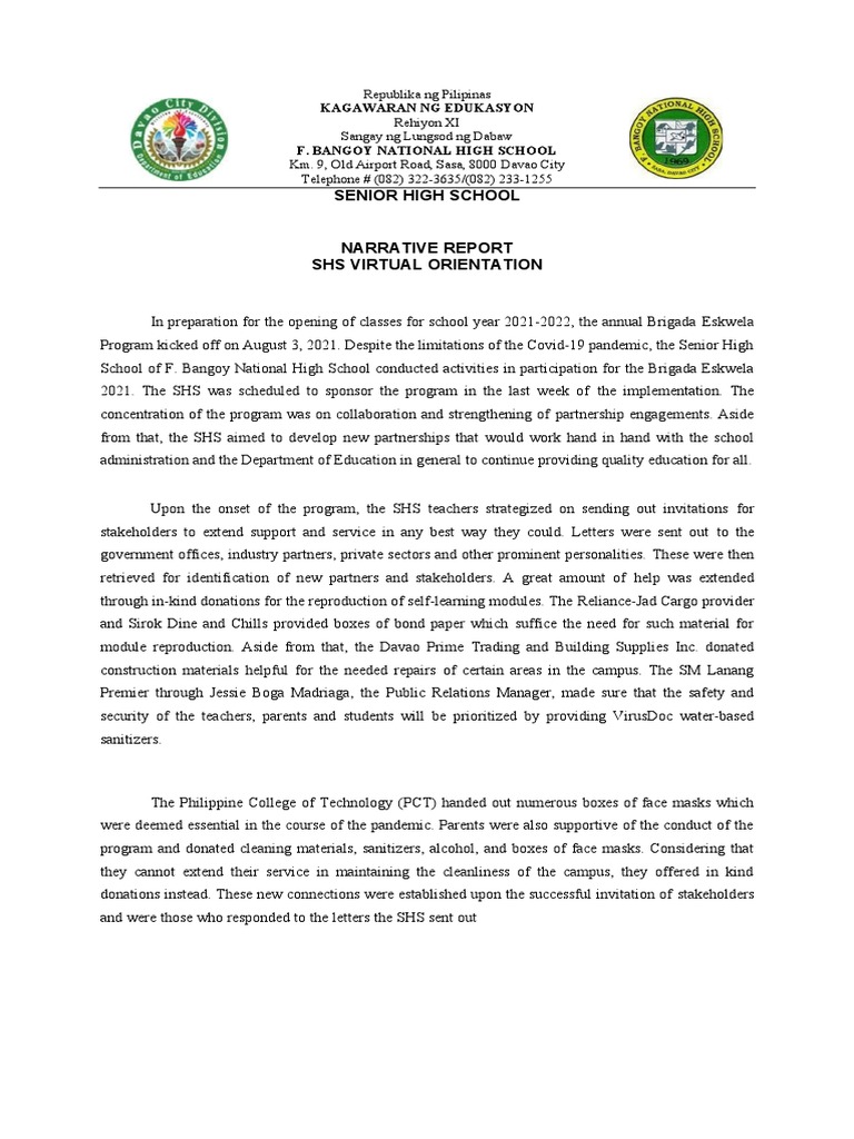 NARRATIVE-REPORT-AND-DOCUMENTATION | PDF | Curriculum | Teachers