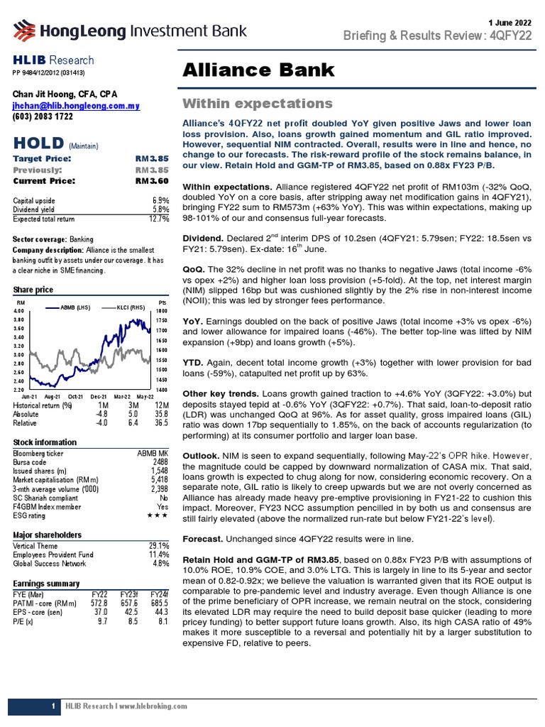 Alliance Bank: Research | PDF | Equity (Finance) | Investing