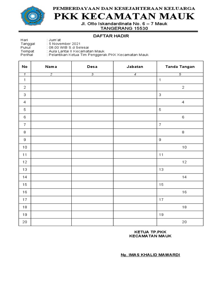 Daftar Hadir Rapat BST | PDF