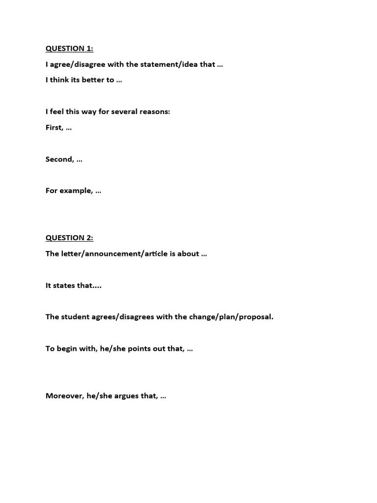 Templates For Speaking Section of The TOEFL IBT | PDF