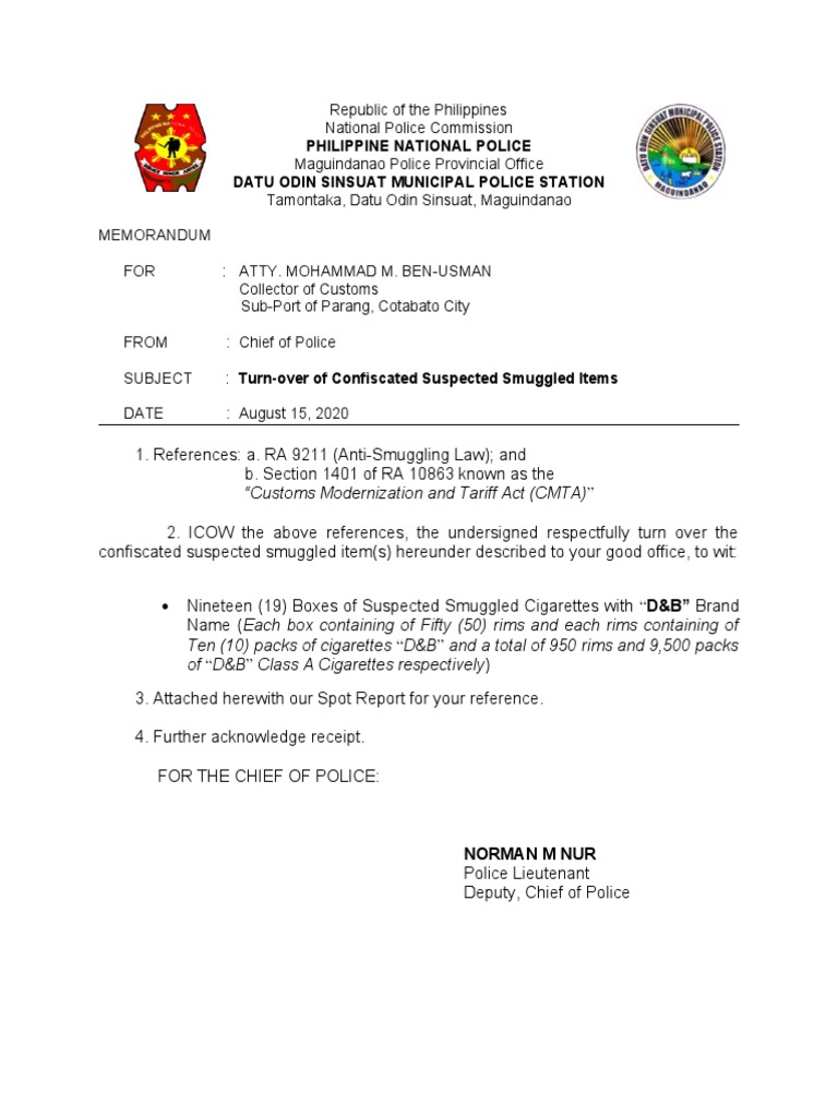 Philippine National Police Datu Odin Sinsuat Municipal Police Station | PDF