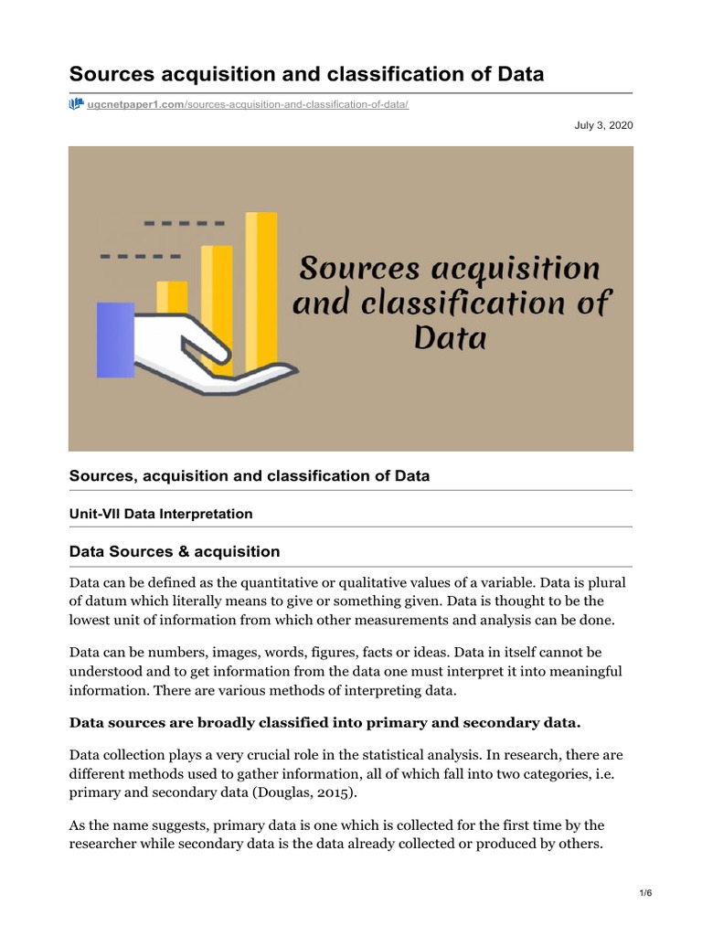 Sources, Acquisition and Classification of Data | PDF | Data | Survey ...