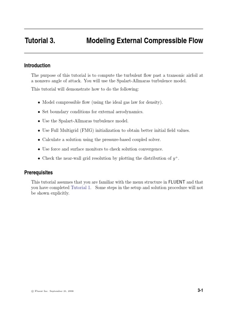 Tutorial 3. Modeling External Compressible Flow | PDF | Lift (Force) | Viscosity