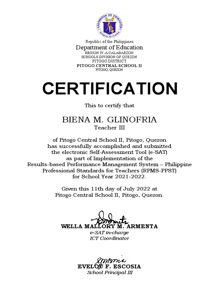 CERTIFICATION-ESAT-2022 | PDF