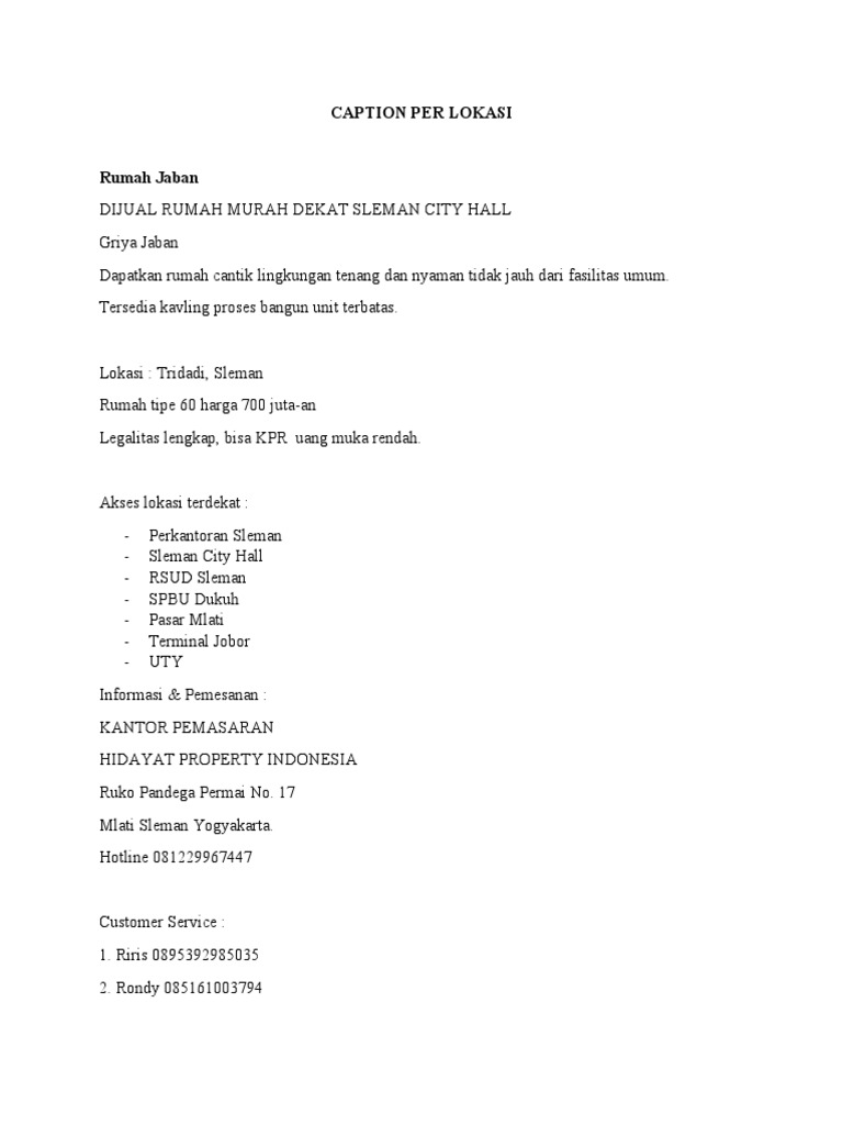 Caption Per Lokasi | PDF