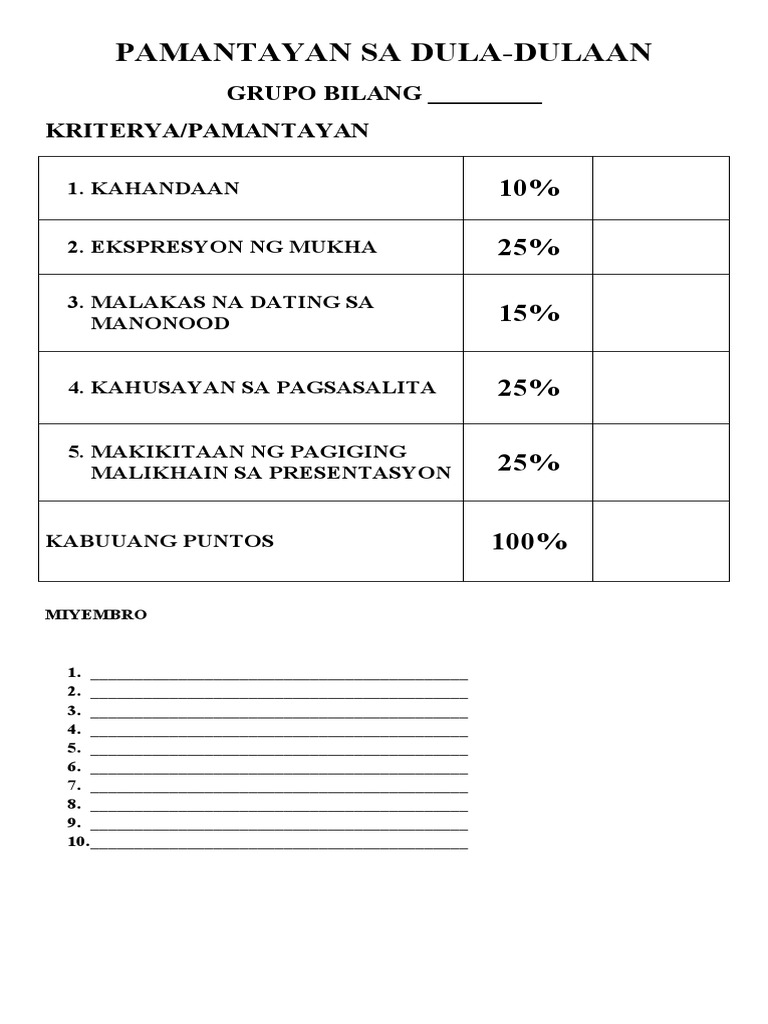 Pamantayan Sa Dula | PDF