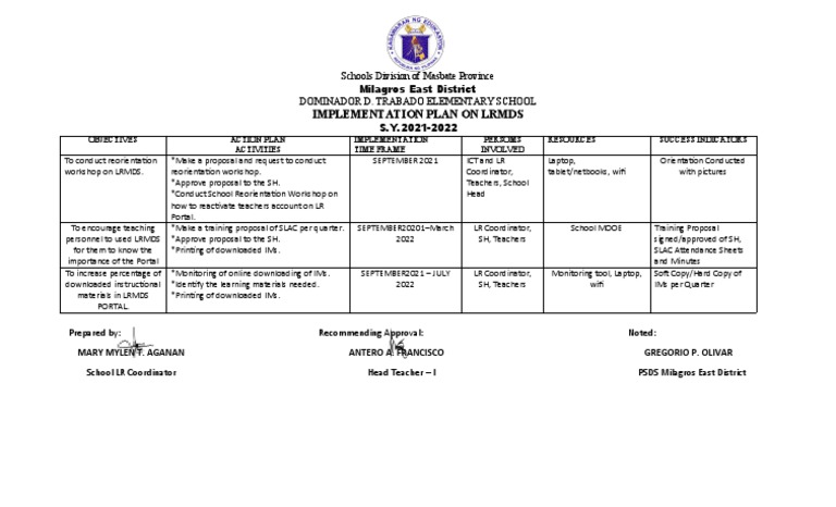 Implementation Plan On Lrmds | PDF