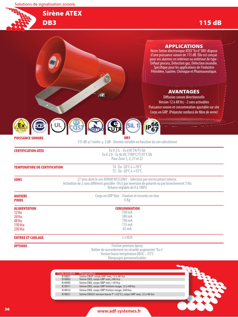 Sirènes ATEX pour Industries | PDF