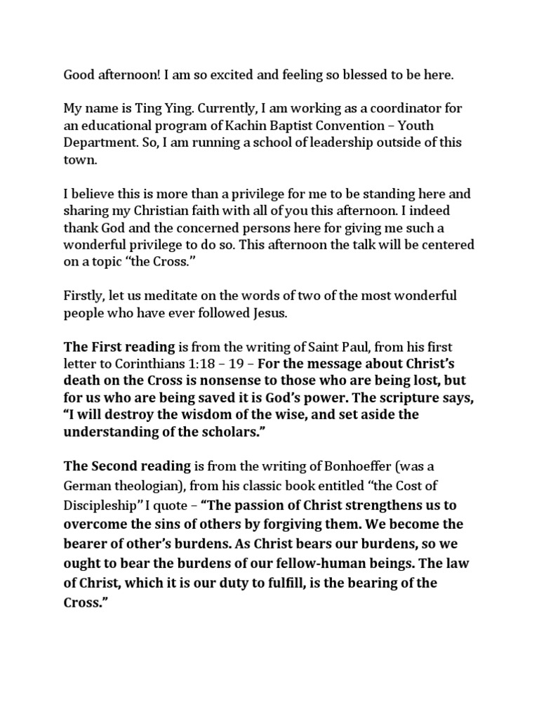 Cross Sermon Pdf Jesus Crucifixion Of Jesus