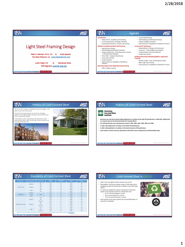 Light Steel Framing Design: Agenda | PDF | Framing (Construction) | Wall