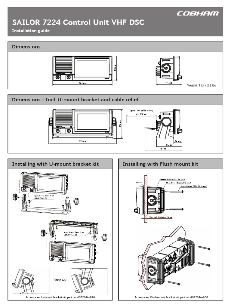 SAILOR 7224 Control Unit VHF DSC: Dimensions | PDF | Electronics ...