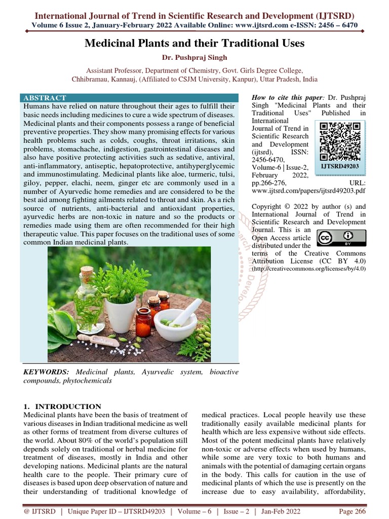 Medicinal Plants and Their Traditional Uses | PDF | Turmeric | Ayurveda