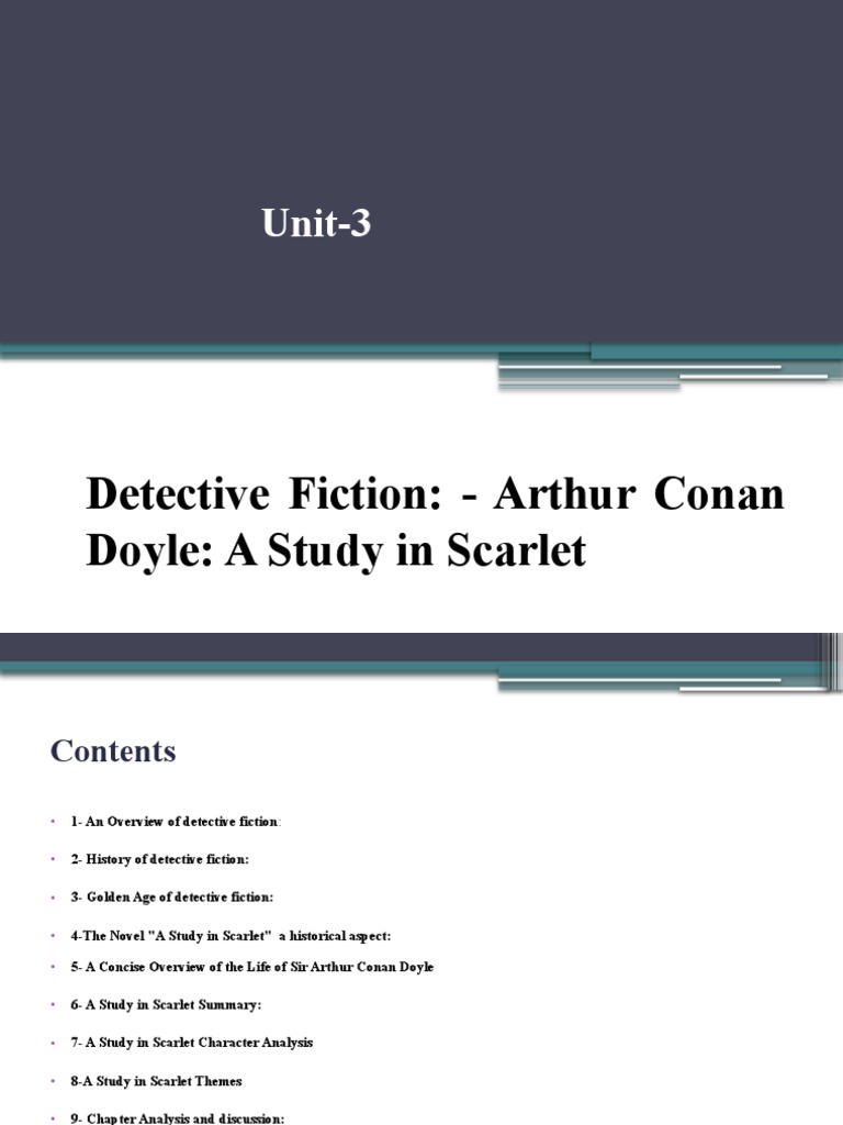 Unit-3: Detective Fiction: - Arthur Conan Doyle: A Study in Scarlet | PDF | Detective Fiction ...