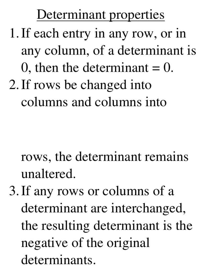 Key Properties of Determinants | PDF