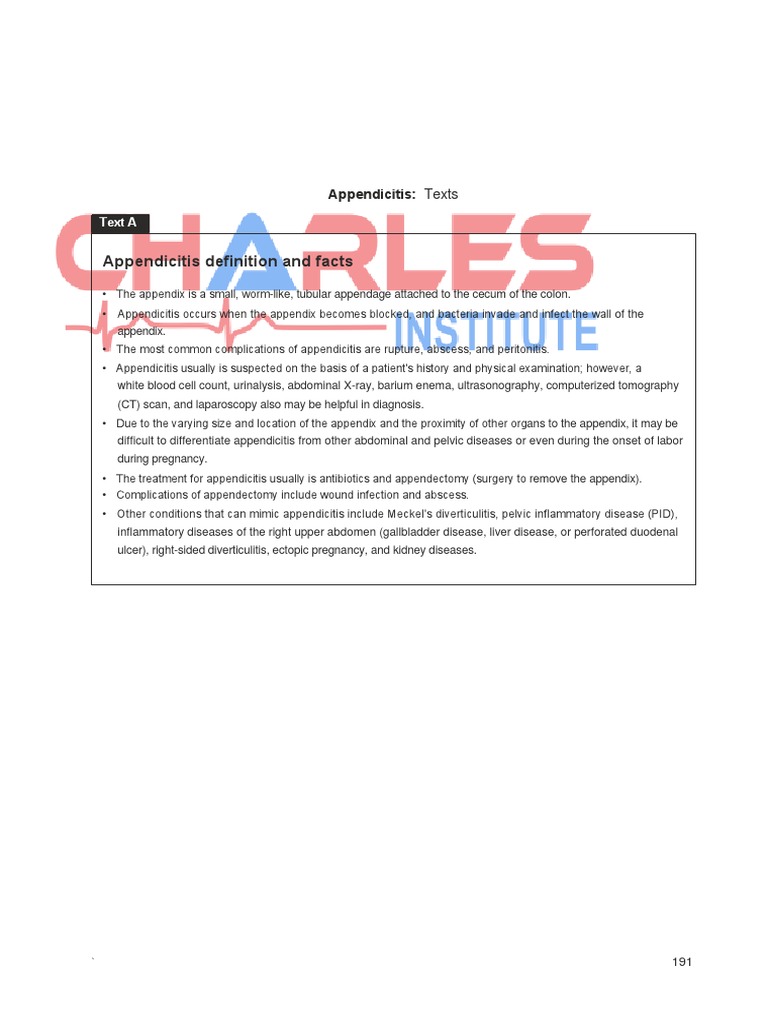 Test 7: Appendicitis Definition and Facts | PDF | Influenza | Avian ...