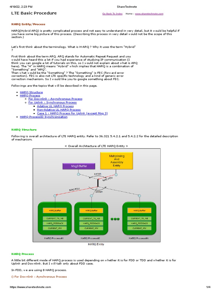 LTE Basic Procedure: HARQ Entity/Process | PDF | Data Transmission | Computer Engineering