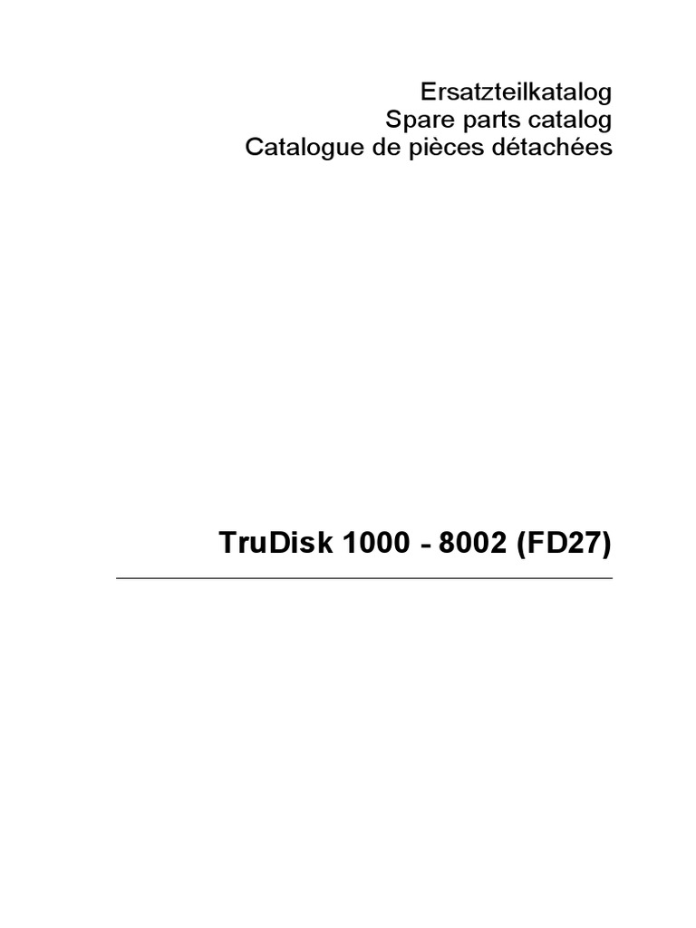 Spare Parts Catalog Trudisk 1000 - 8002 (Fd27) 1 | PDF