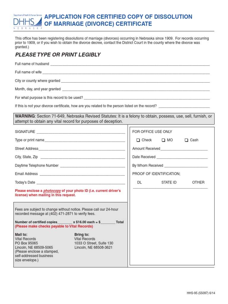 Application For Certified Copy of Divorce Certificate | PDF | Divorce ...