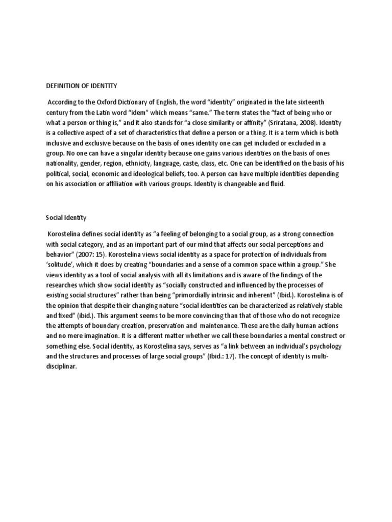 Definition of Identity | PDF | Identity (Social Science)