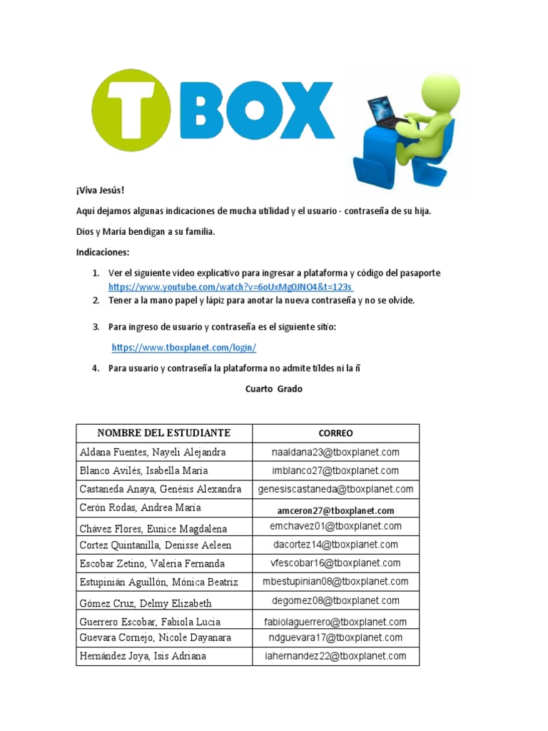Acceso Plataforma Educativa TBox | PDF