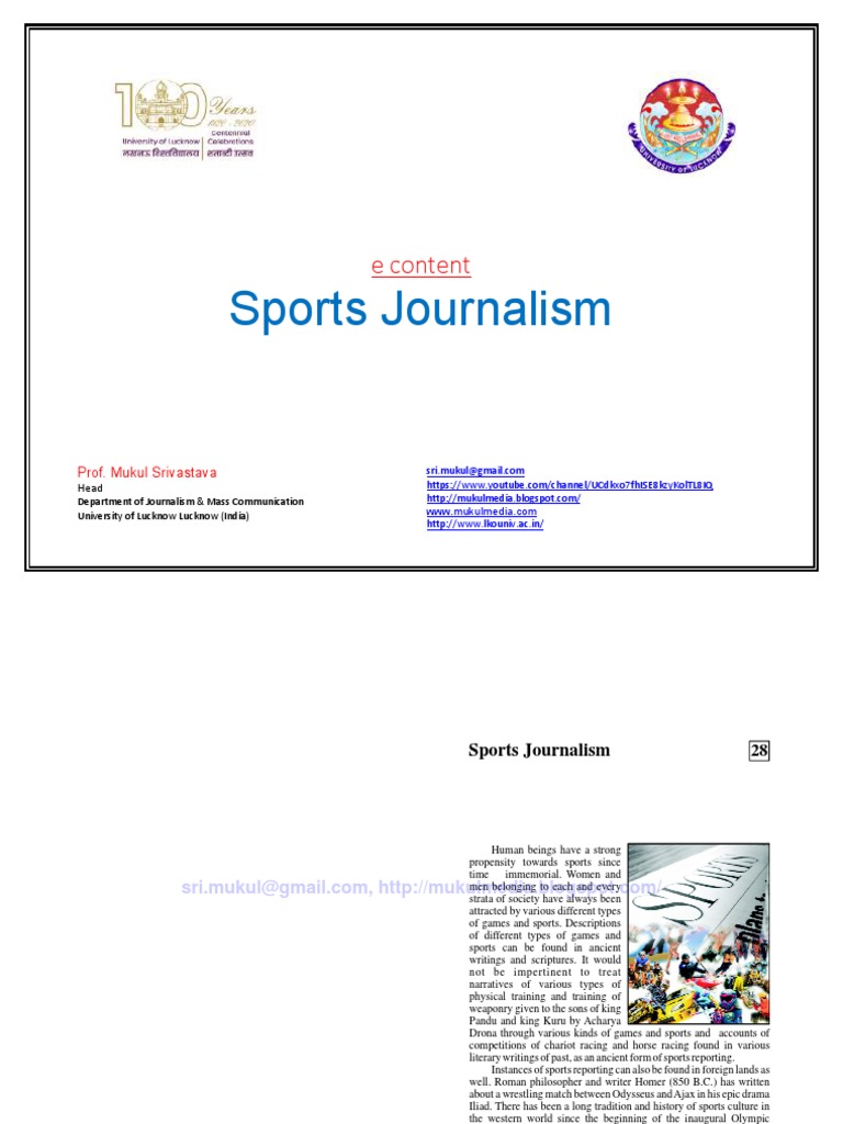 202004070948262942mukul Sports Journalism | PDF | News | Sports