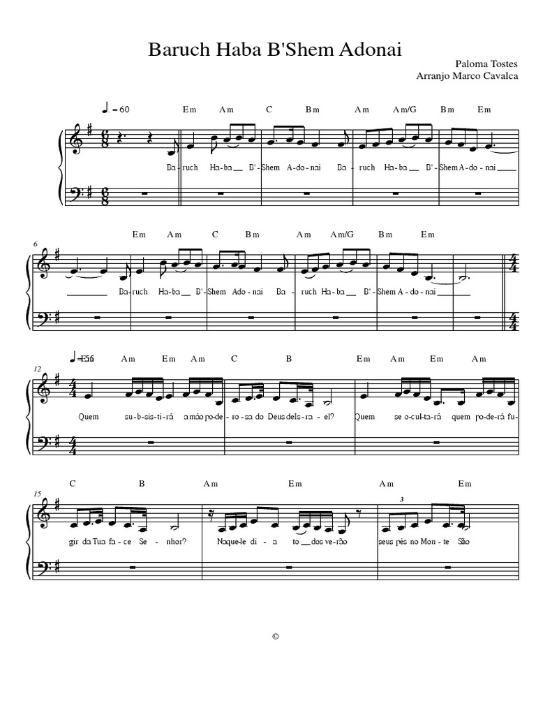 Baruch Haba B'Shem Adonai - Coro | PDF | Mitologia egípcia