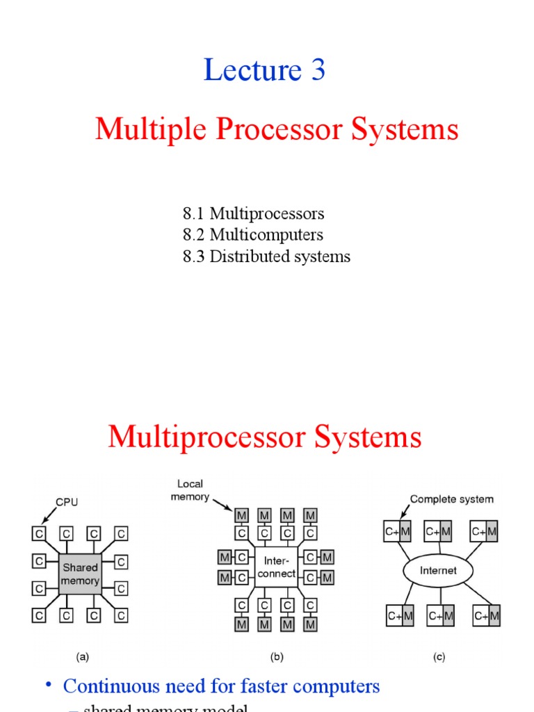 Lecture 3 Multiprocessor Vs Multicomputer Vs DS | PDF | Parallel Computing | Central Processing Unit