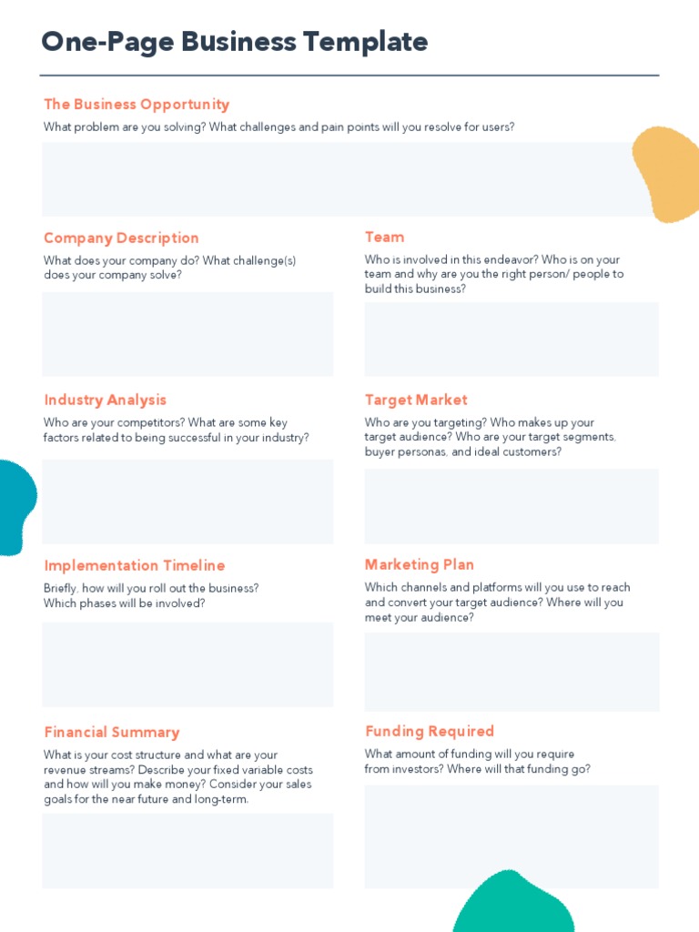 FIllable One Page Business Template | PDF