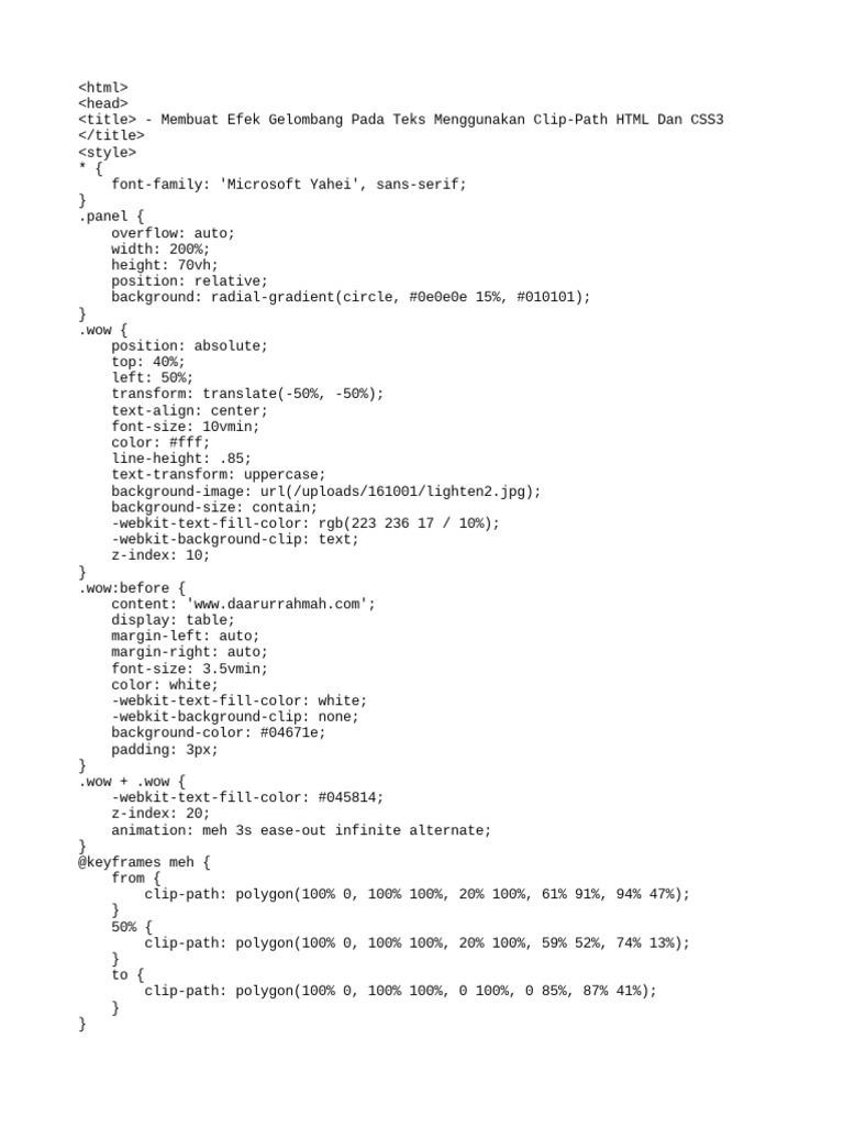Kode Huruf Bergelombang Website | PDF