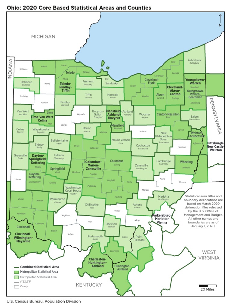 OH - Ohio Metro Areas 2020 - Map - MSA - CSA - Metro - City - County ...