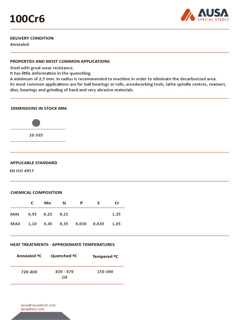 Bearing Steel 100Cr6 AUSA - 2 | Download Free PDF | Heat Treating ...