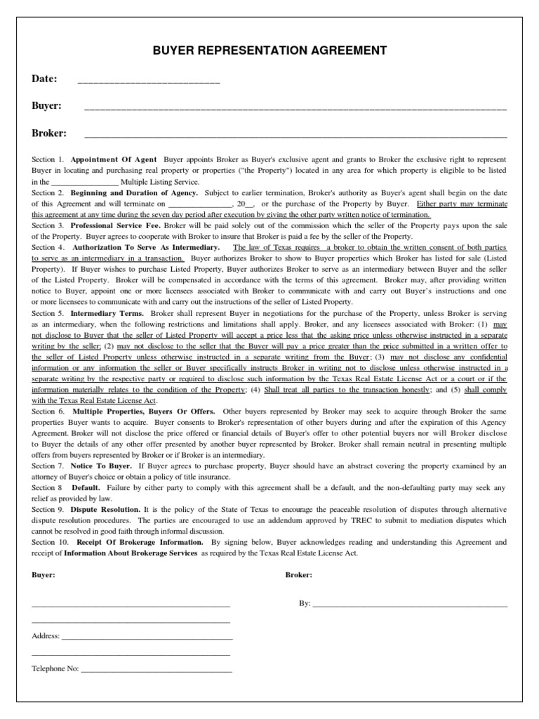 Buyer Rep Agreement Short Form | PDF | Private Law | Justice