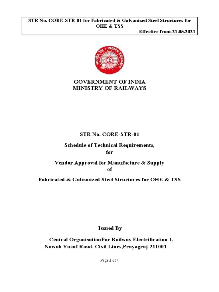 STR No. CORE-STR-01 For Fabricated & Galvanized Steel Structures For ...