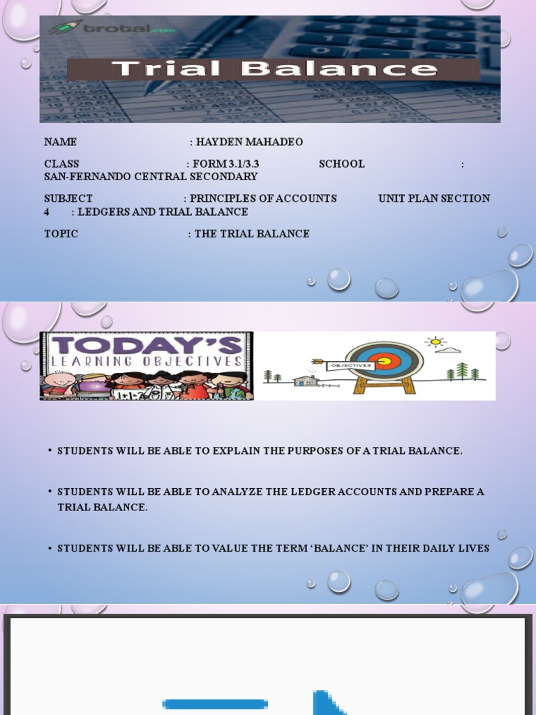 Trial Balance Lesson Notes | PDF | Debits And Credits | Financial Services