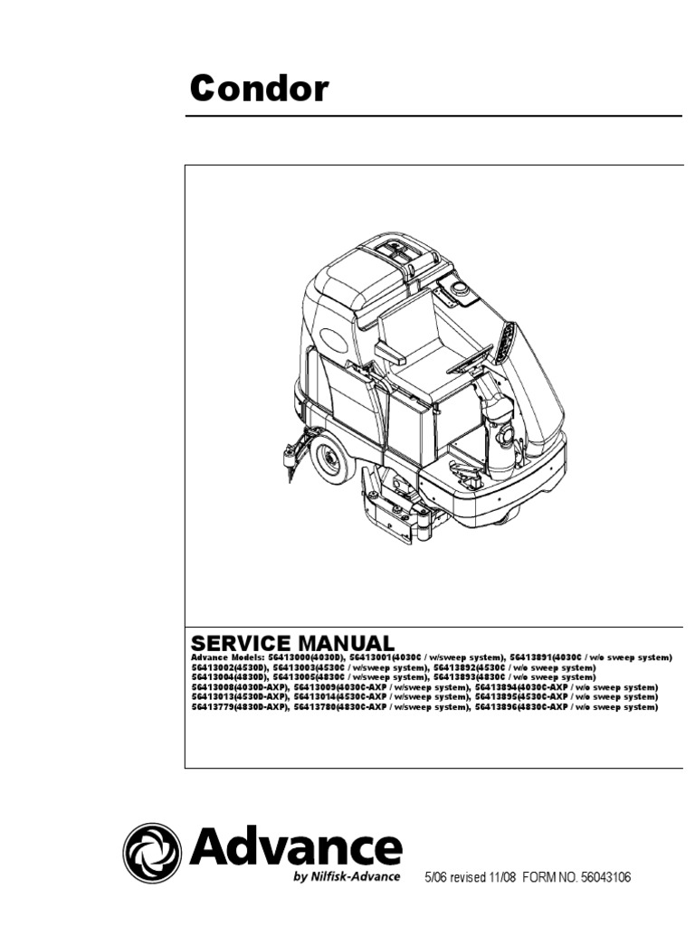 Advance Condor 4830C-4030C Service | PDF | Electric Motor | Brake
