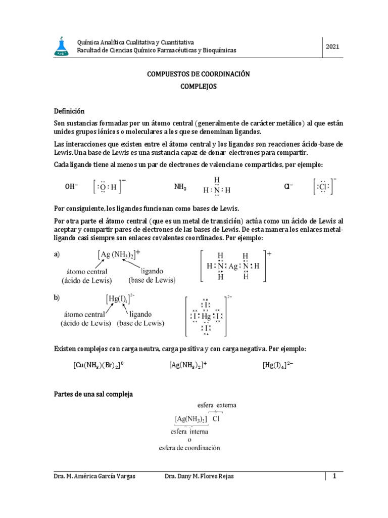 Tema 4. Reacciones de Complejación | PDF | Ligando | Compuestos químicos