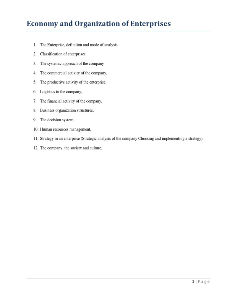 Enterprise Organization and Management Guide | PDF | Swot Analysis ...