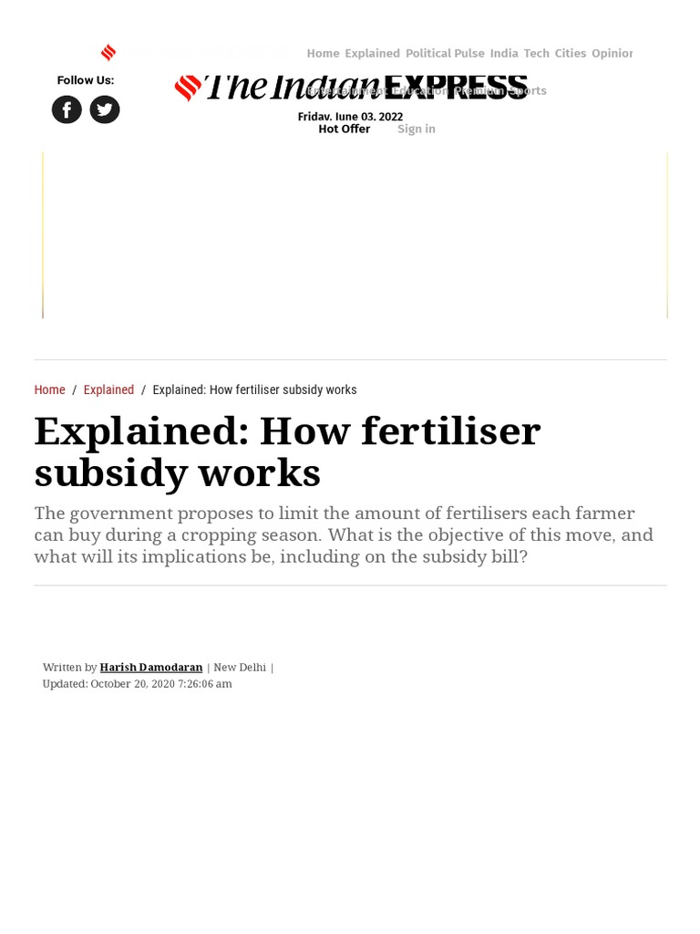 Explained - How Fertiliser Subsidy Works - Explained News, The Indian ...
