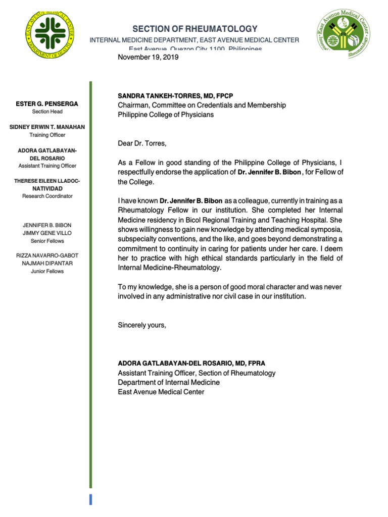 Endorsements for Rheumatology Fellows | PDF | Doctor Of Medicine ...