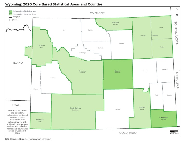 WY - Wyoming Metro Areas 2020 - Map - MSA - CSA - Metro - City - County ...