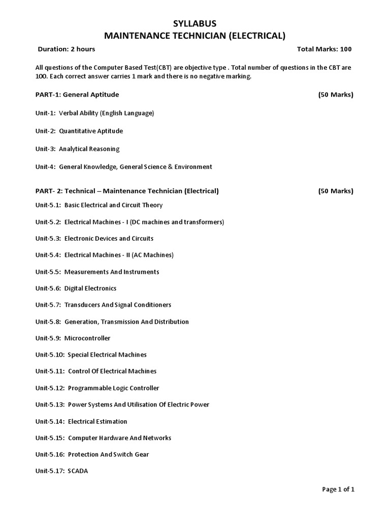 Syllabus Maintenance Tech Electrical | PDF | Teaching Methods ...