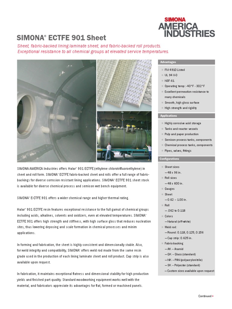 SIMONA901_ECTFE_901_Data_Sheet | PDF | Sheet Metal | Implied Warranty