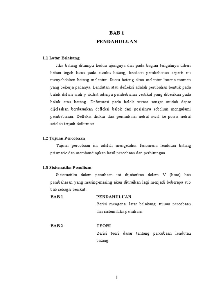 Defleksi dan Lendutan Batang Prismatic | PDF