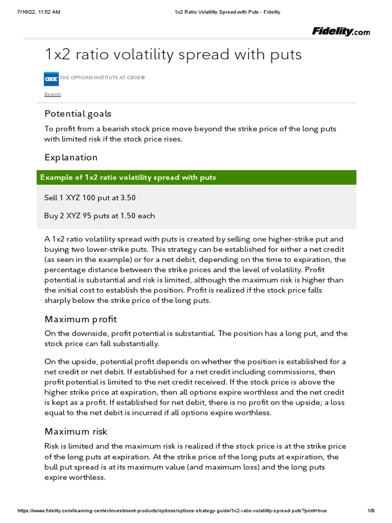 1x2 Ratio Volatility Spread With Puts - Fidelity | PDF | Greeks ...