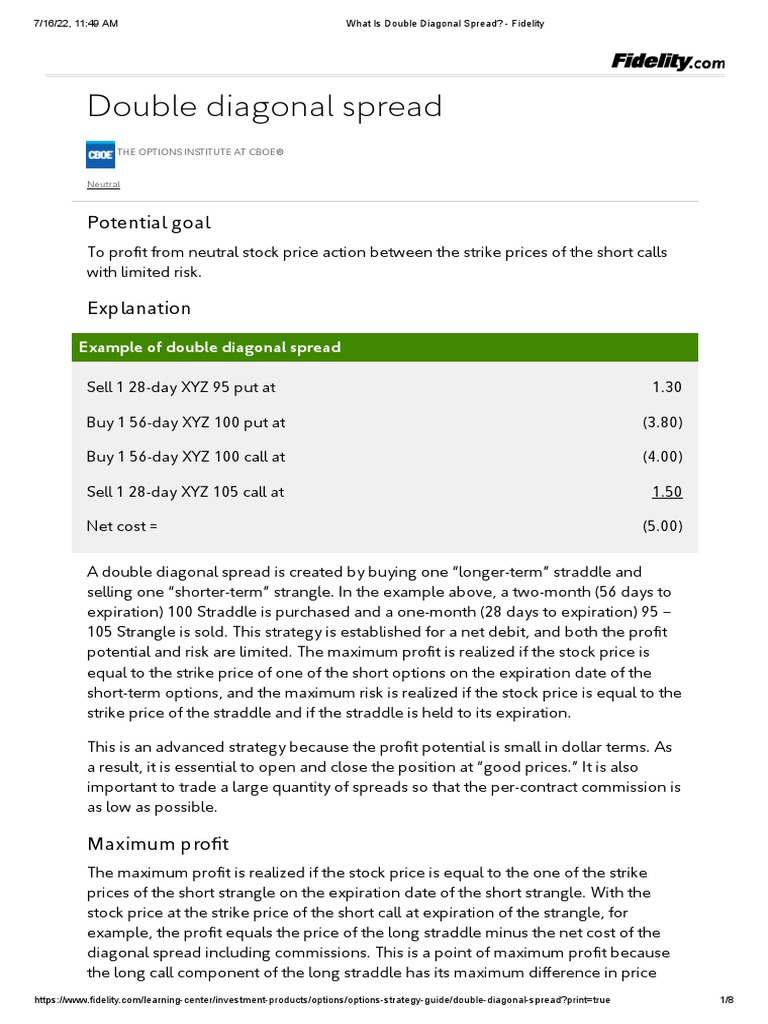 What Is Double Diagonal Spread - Fidelity | PDF | Greeks (Finance ...