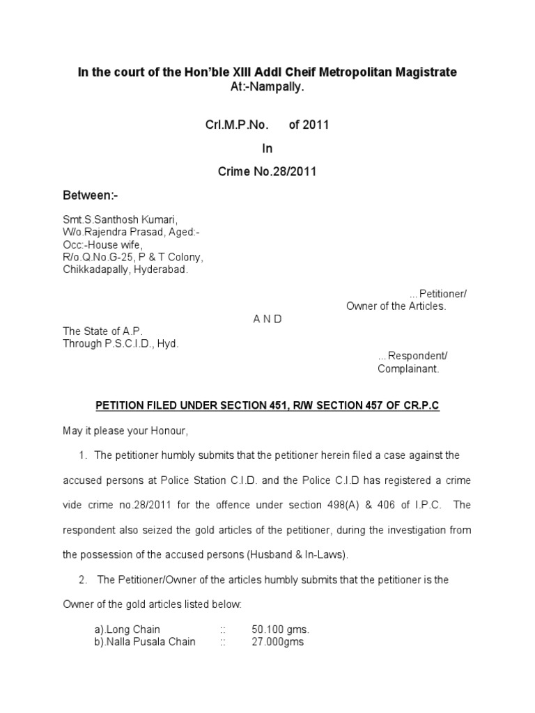 451 & 457 Petition | PDF | Misconduct | Judiciaries