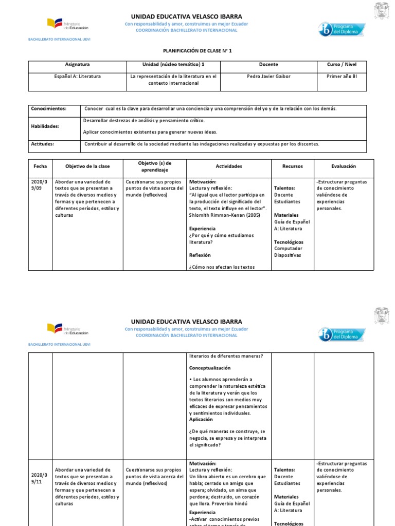 Planificación Primero Ib | PDF | Amor | Evaluación neuropsicológica