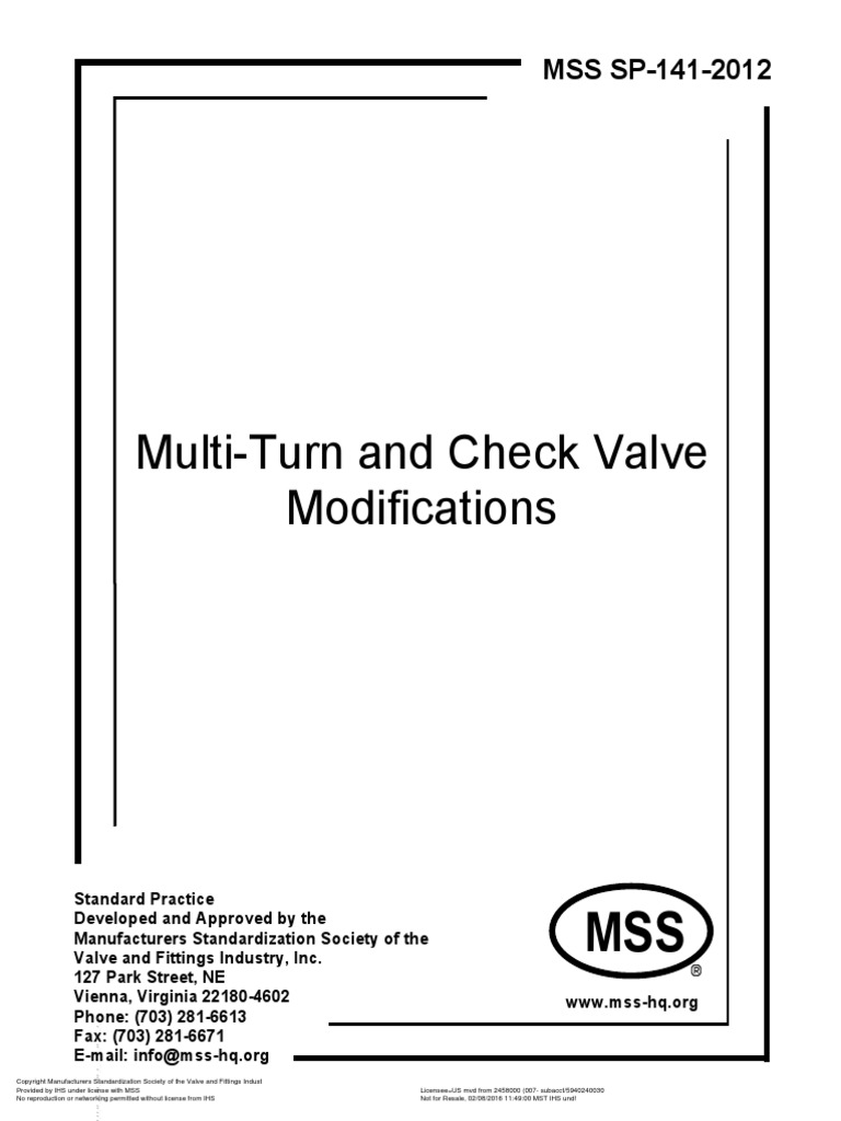 MSS SP-141 2012 | PDF | Valve | Mechanical Engineering